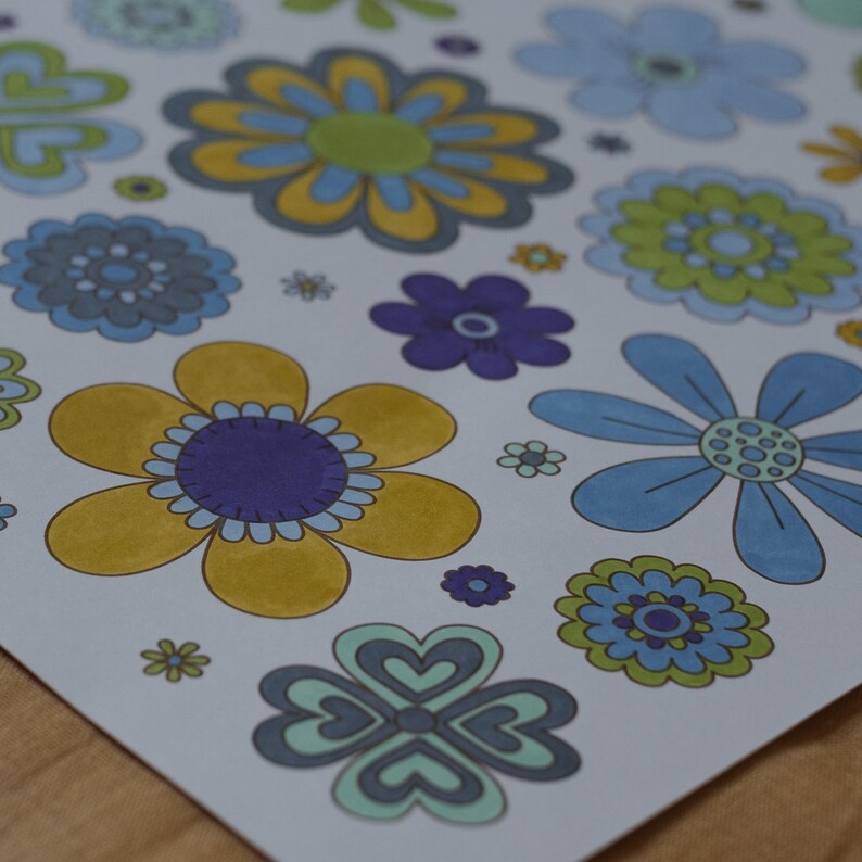 Colouring Page Mindfulness Activity - Flower Power Retro Illustration ...