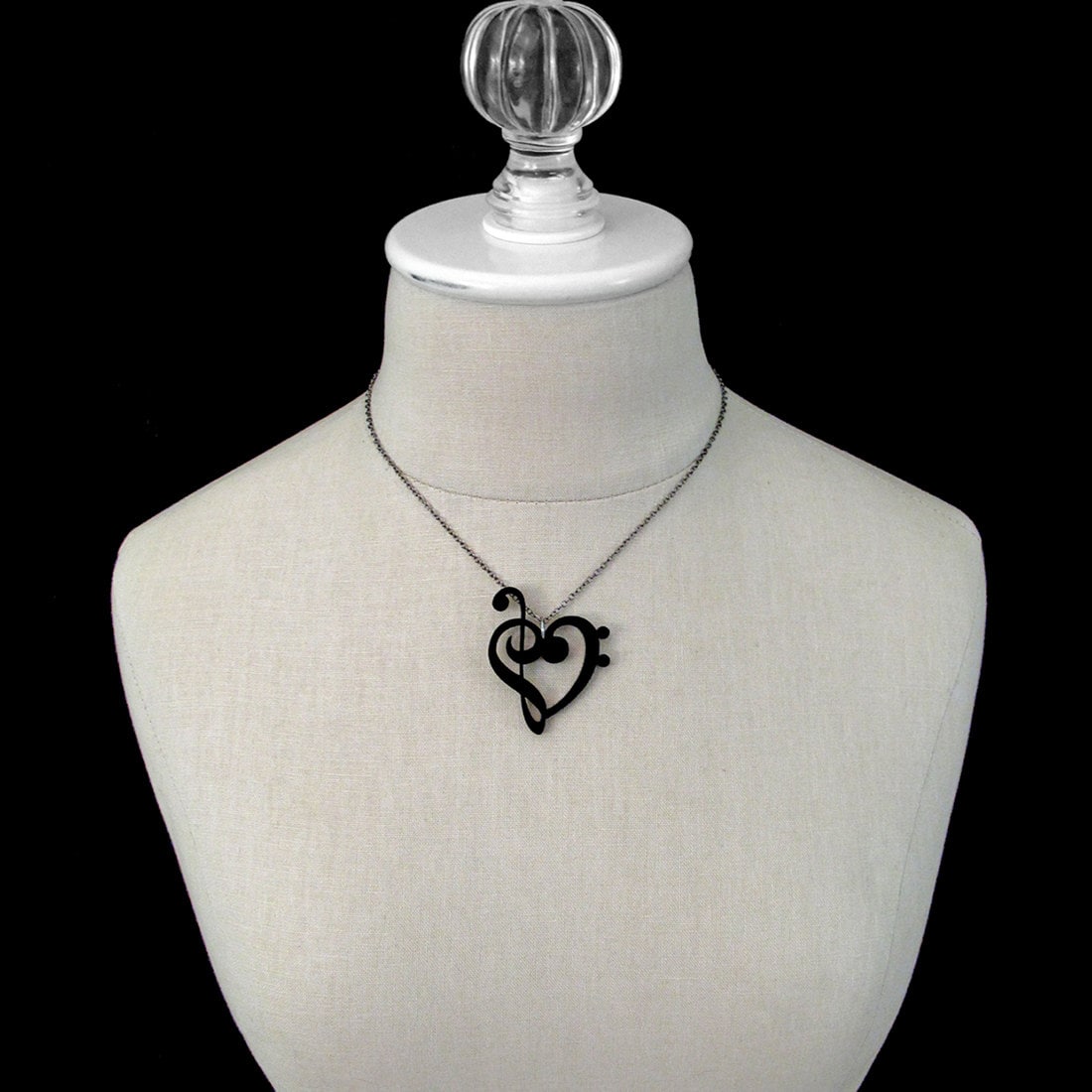 Treble And Bass Clef Heart Necklace Laser Cut Acrylic Music Etsy