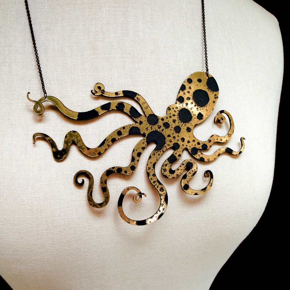 An Octopus Love Affair Necklace Large 6 Ink Splatter | Etsy