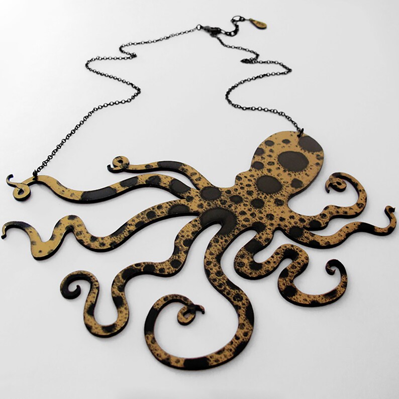 An Octopus Love Affair Necklace Large 6 Ink Splatter - Etsy
