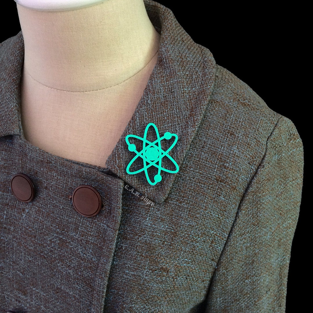 Atomic Atom Brooch / Pin - 35 Color Options - Laser Cut Acrylic or Wood ...