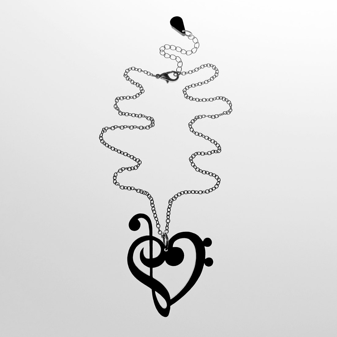 Treble And Bass Clef Heart Necklace Laser Cut Acrylic Music Etsy