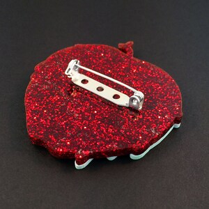 Poison Apple Brooch - Red Glitter Apple - You Select Poison Slime Color ...