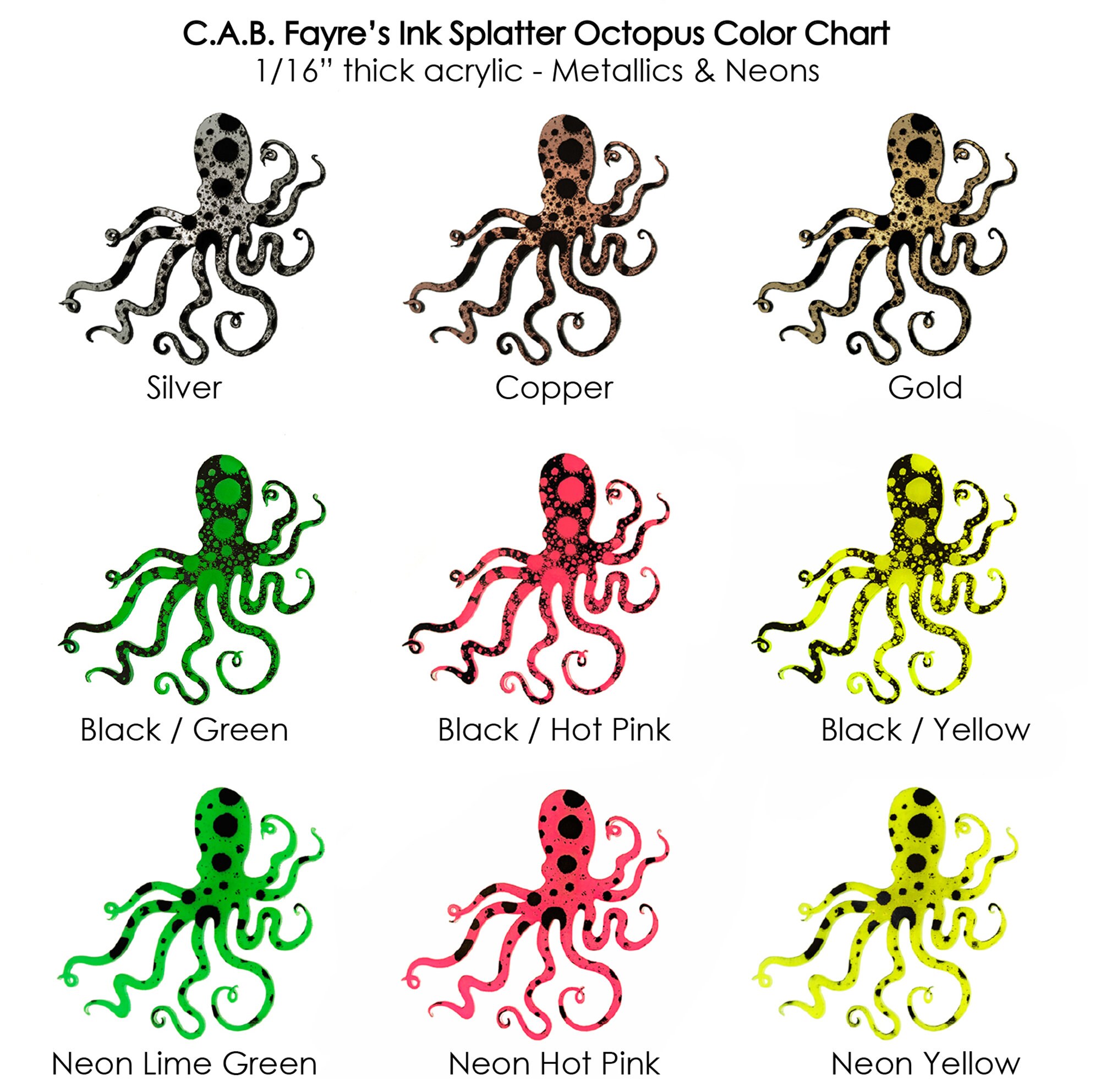 An Octopus Love Affair Necklace Large 6 Ink Splatter - Etsy