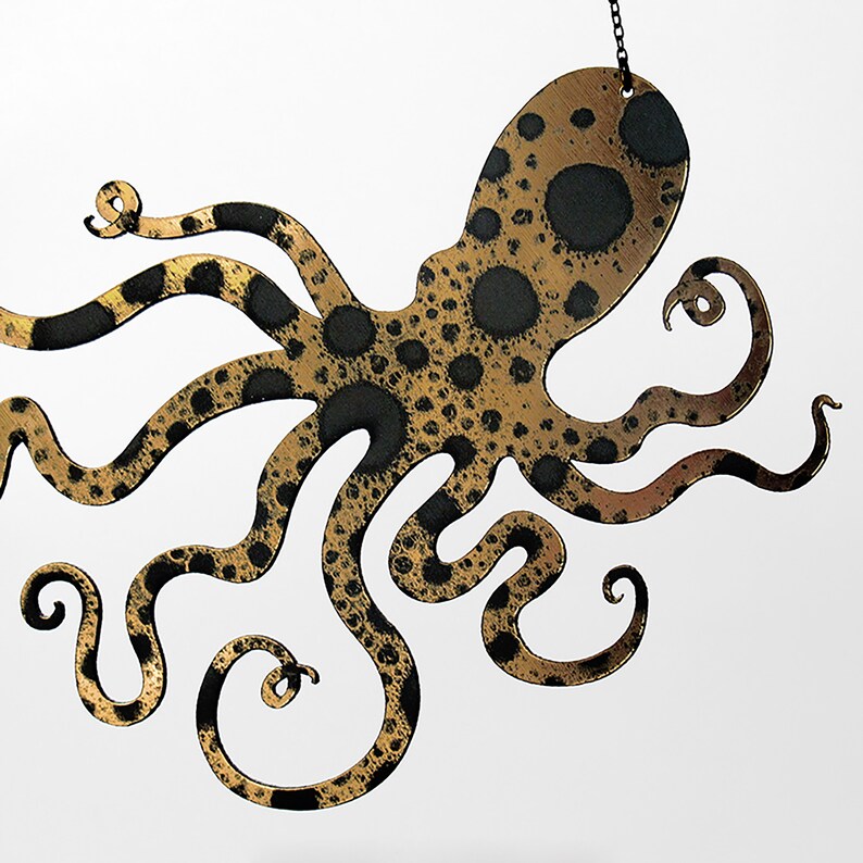 An Octopus Love Affair Necklace Large 6 Ink Splatter - Etsy