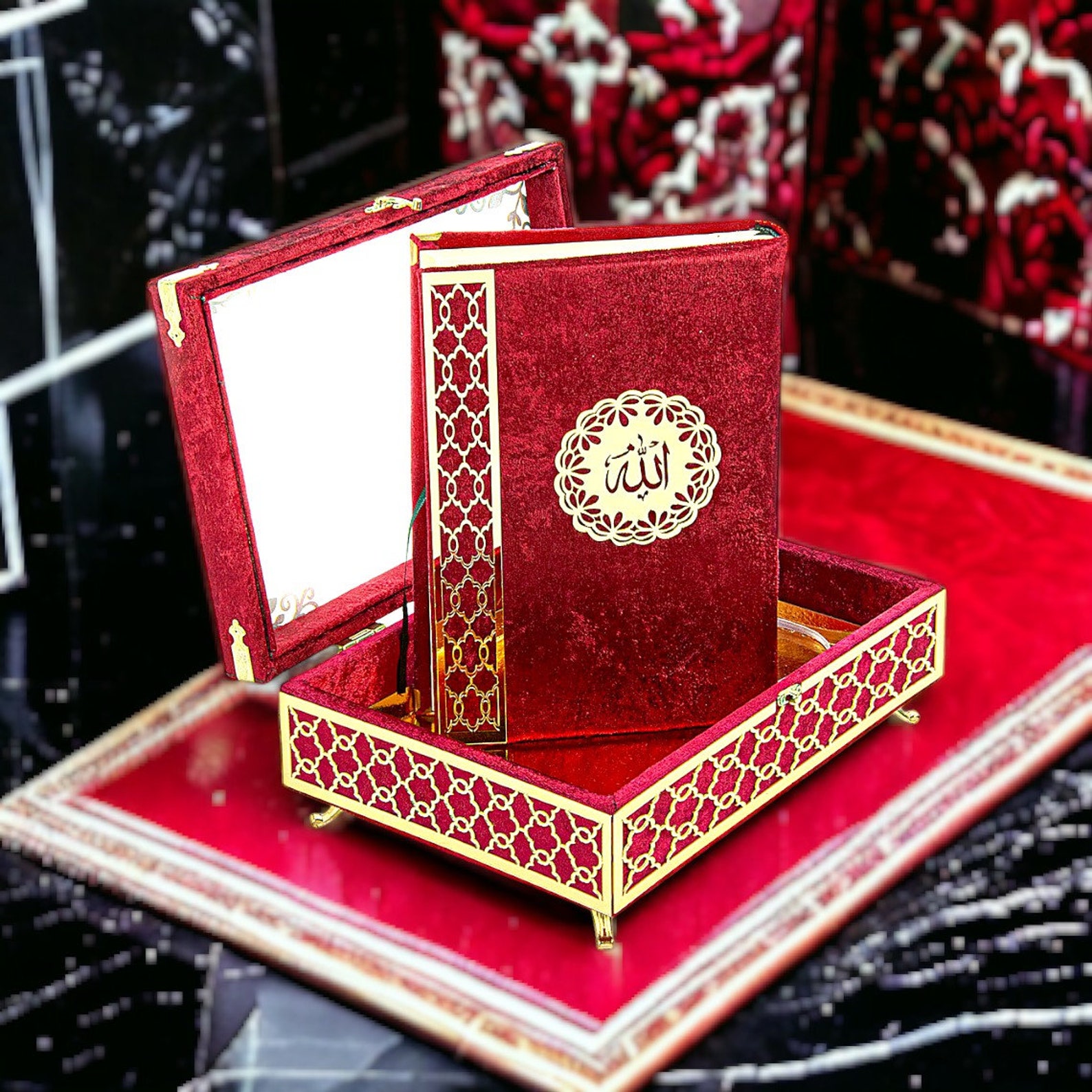 Handcrafted Quran Set, Adorned With the Intricacies of Islamic Art ...