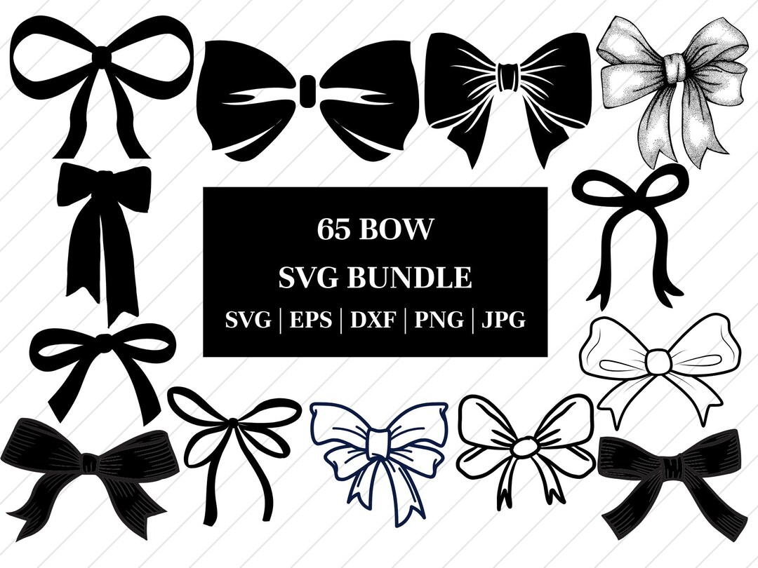 Black Bow Svg Bundle, Ribbon Bow Svg, Coquette Bow Svg, Bow Tie Svg ...