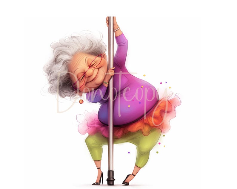 Funny Old Ladies Clipart, 15 JPG, Pole Dancer Clipart, Grandma Clipart ...