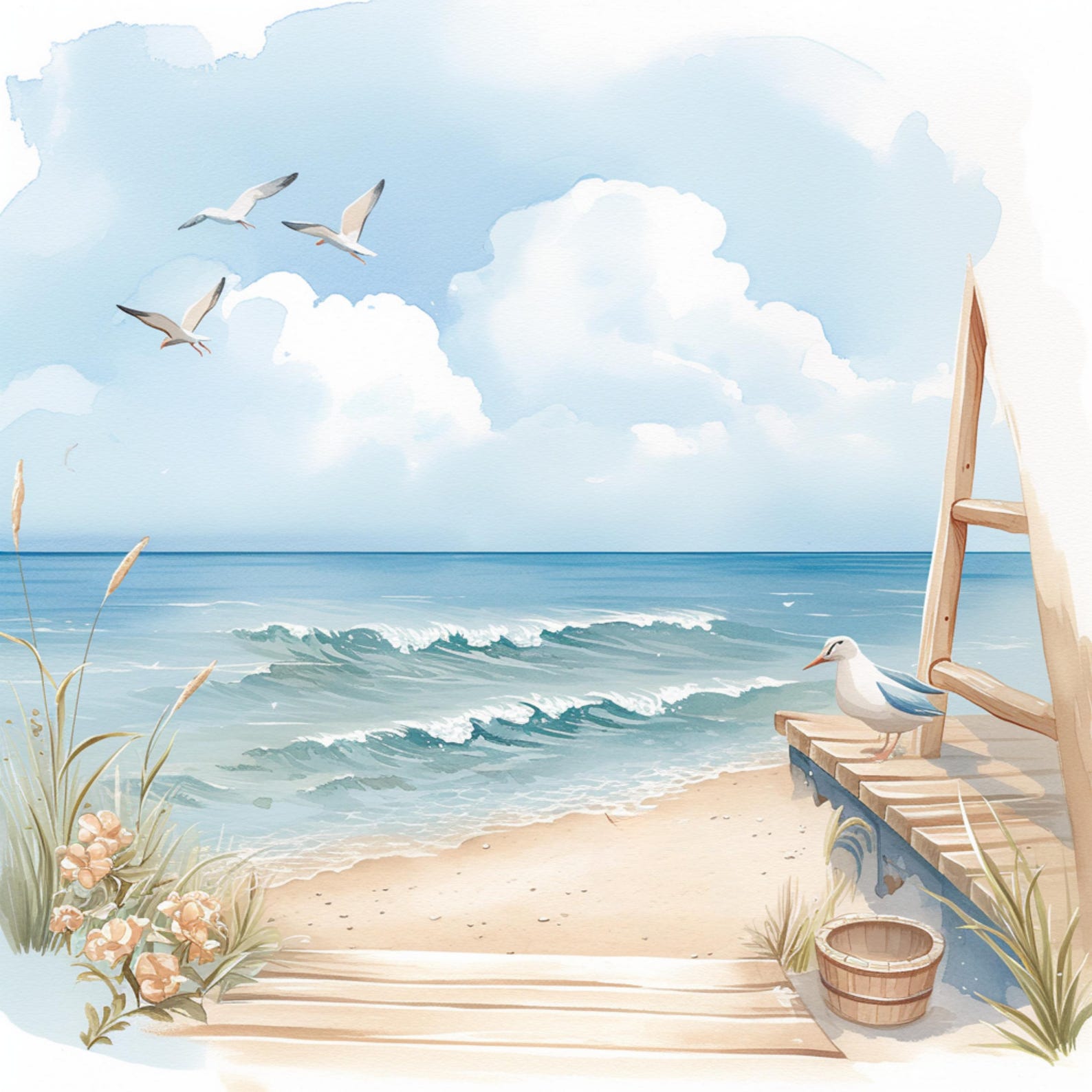 Beach Scene Clipart Beach 15 Hi Res Jpgs, Sea Clipart, Sand Clipart ...