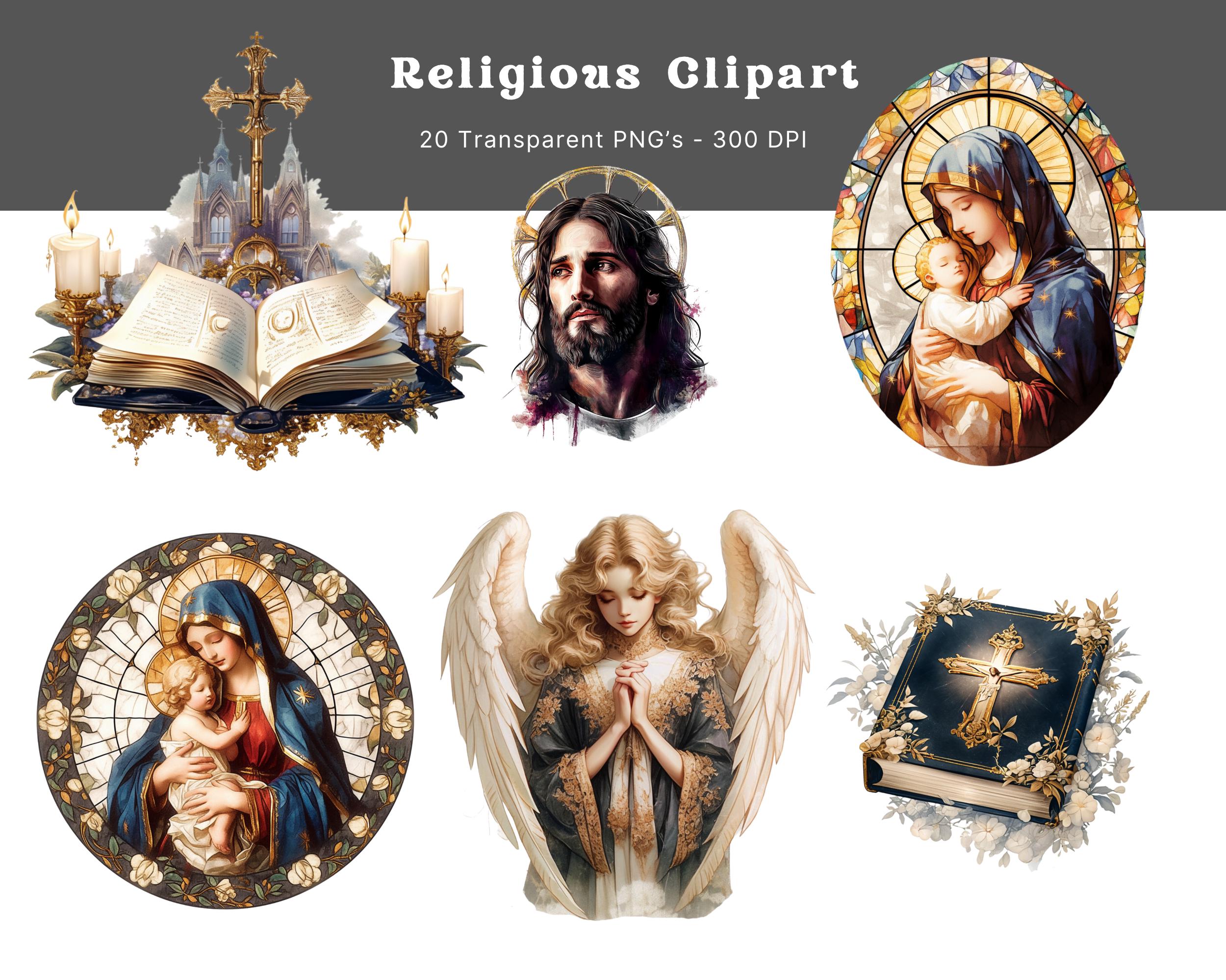 Religious Watercolor Clipart Bundle, Jesus Cross Faith PNG, Bible Verse ...
