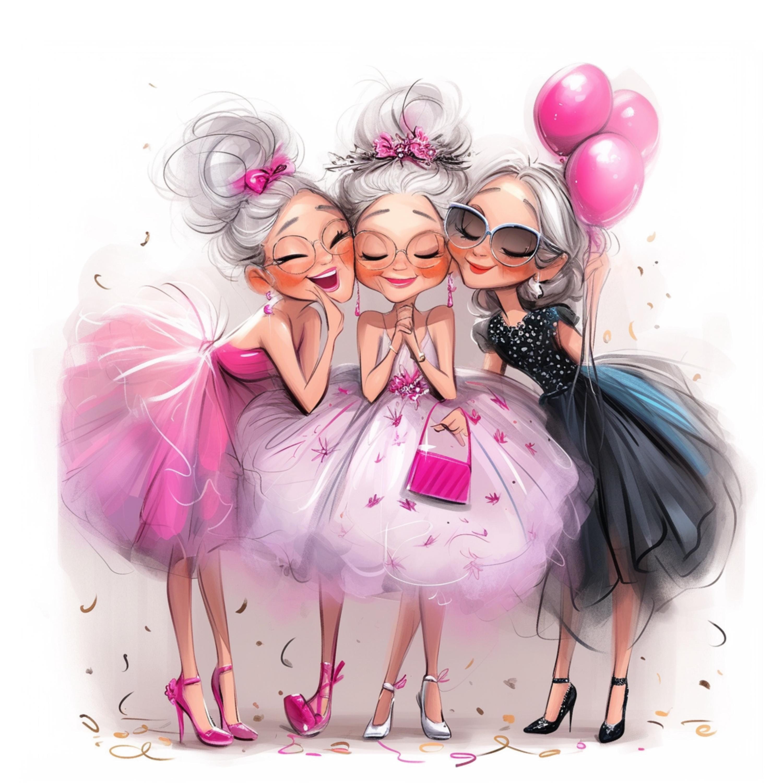 Party Ladies Clipart Party Clipart Printable Watercolour Clipart High ...
