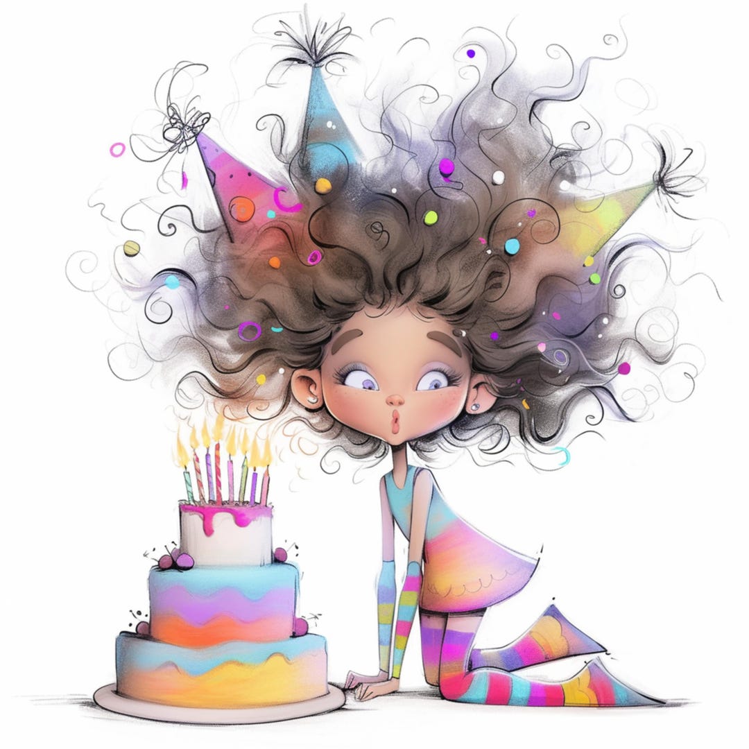 Quirky Birthday Cake Clip Art 12 High Res Watercolor Jpgs Junk ...