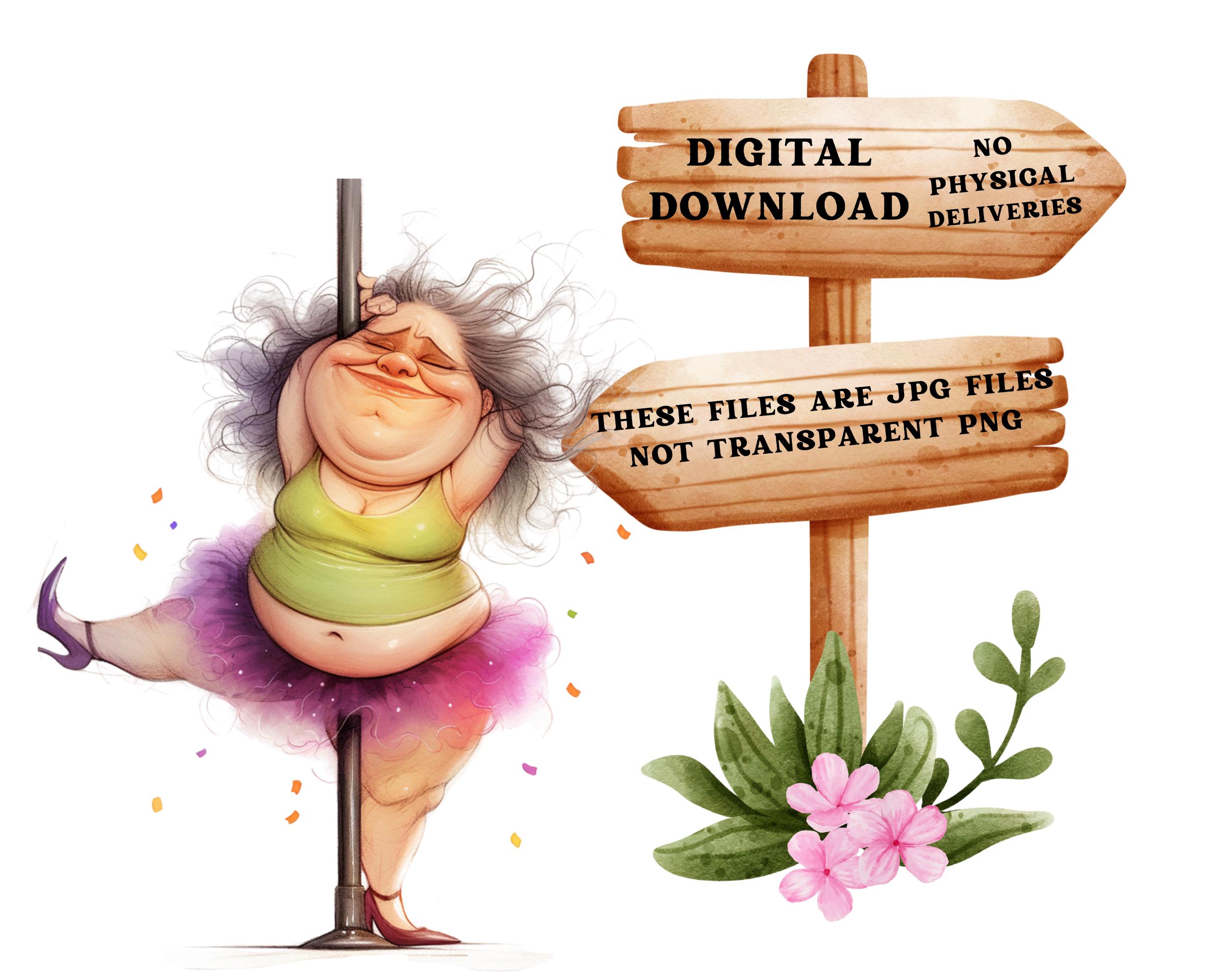 Funny Old Ladies Clipart, 15 JPG, Pole Dancer Clipart, Grandma Clipart ...