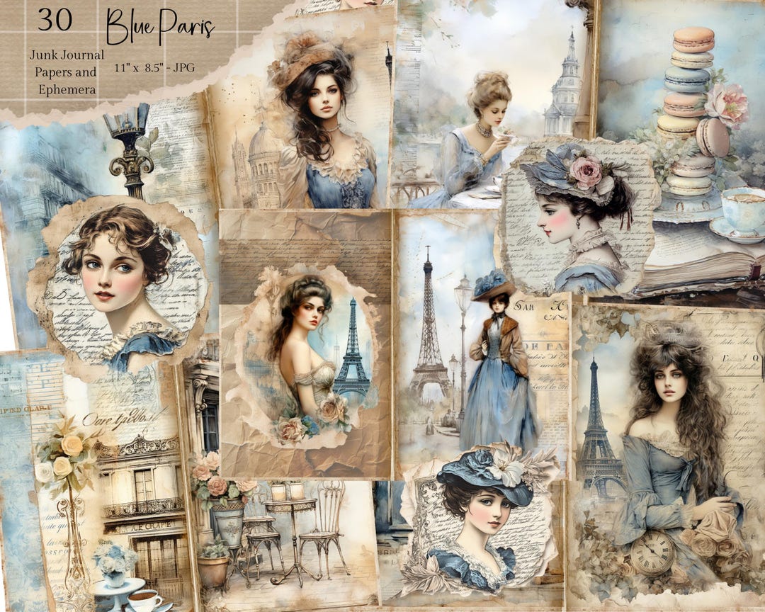 Paris Journal Pages Paris French Junk Journal Paper Kit Vintage French ...