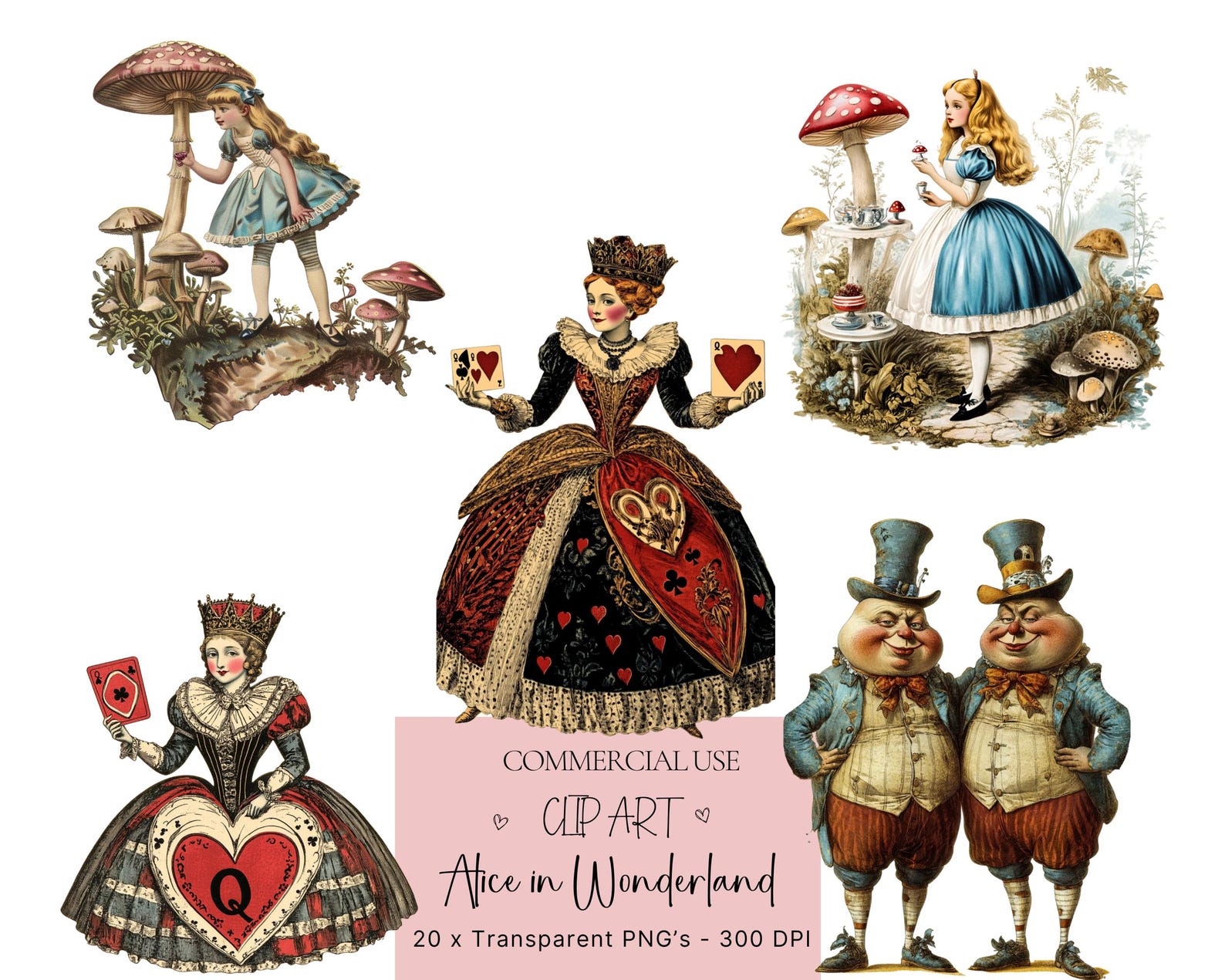 Vintage Alice in Wonderland Clipart Alice Clip Art Alice in Wonderland ...
