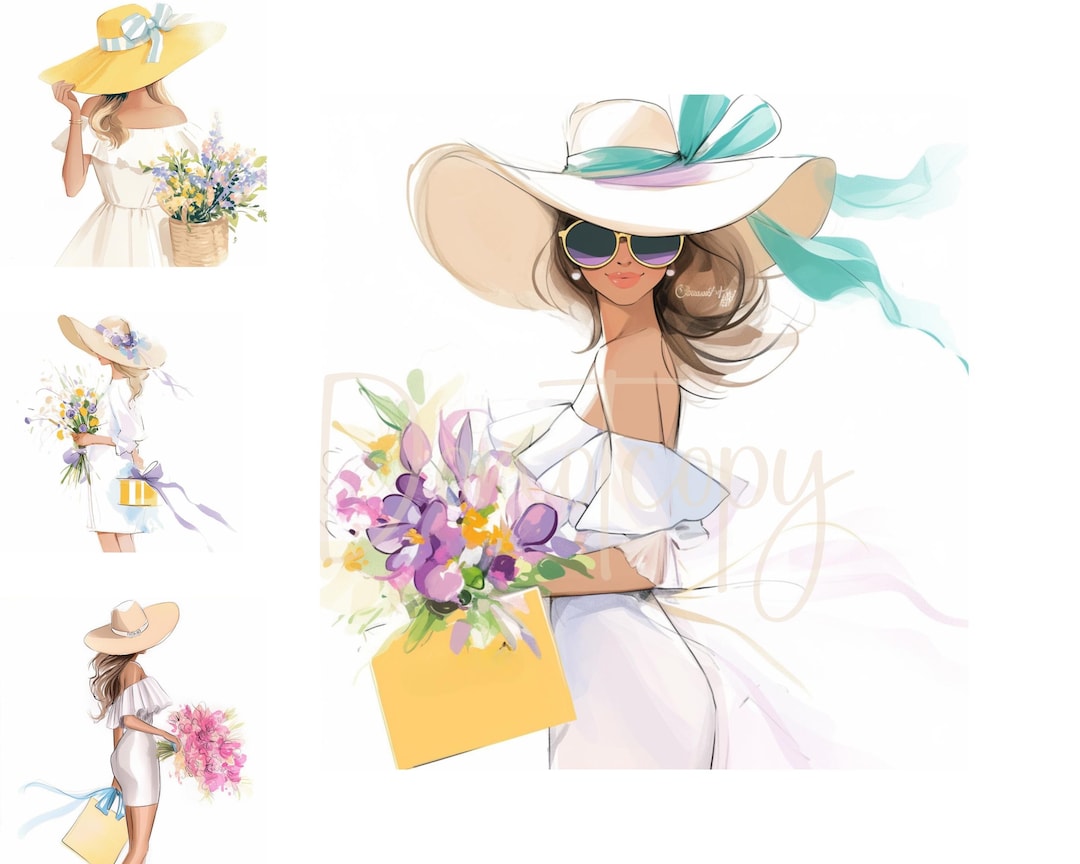 10 Summer Girls, Ladies Clipart Clipart Printable Watercolour Clipart ...