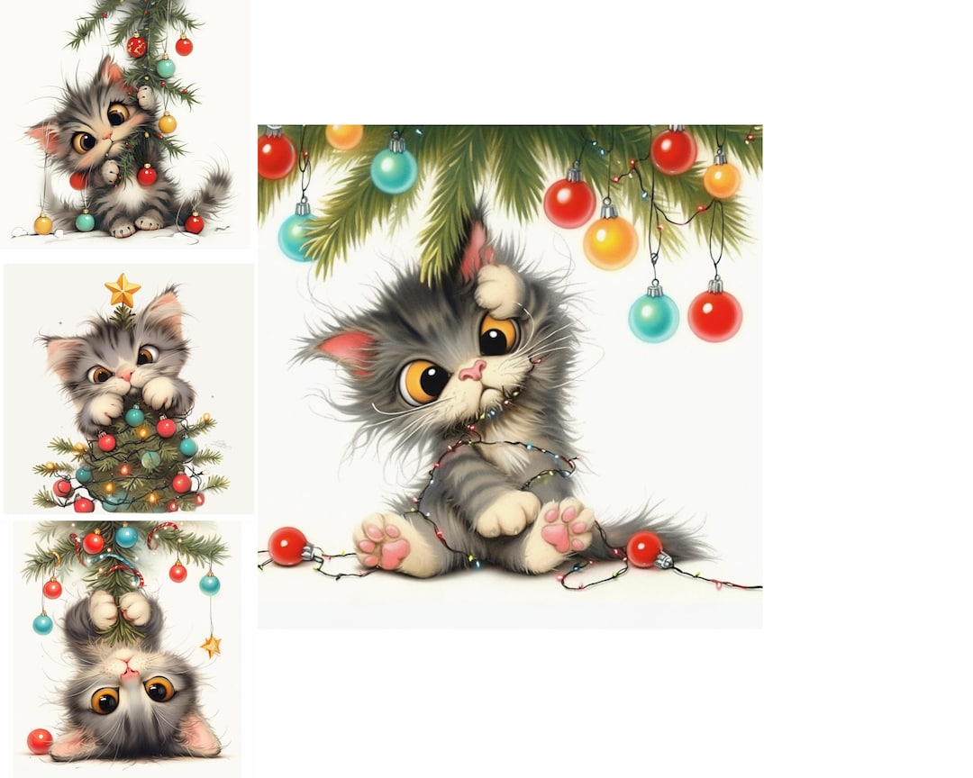 Quirky Christmas Cat Clipart Bundle 20 Hi Res JPG Cute & Funny Cats ...