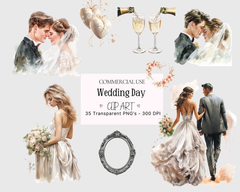 Wedding Bride and Groom Back Clipart, 35 PNG Couple Clipart Wedding Day ...