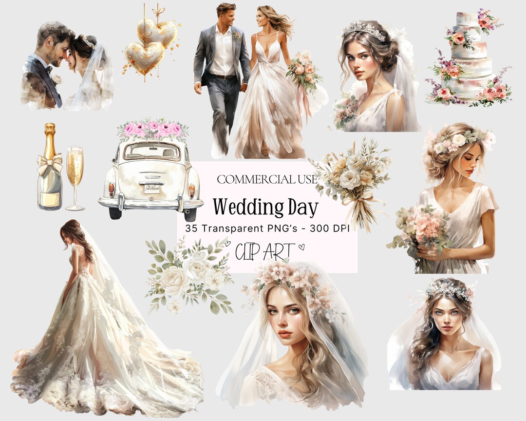 Wedding Bride and Groom Back Clipart, 35 PNG Couple Clipart Wedding Day ...