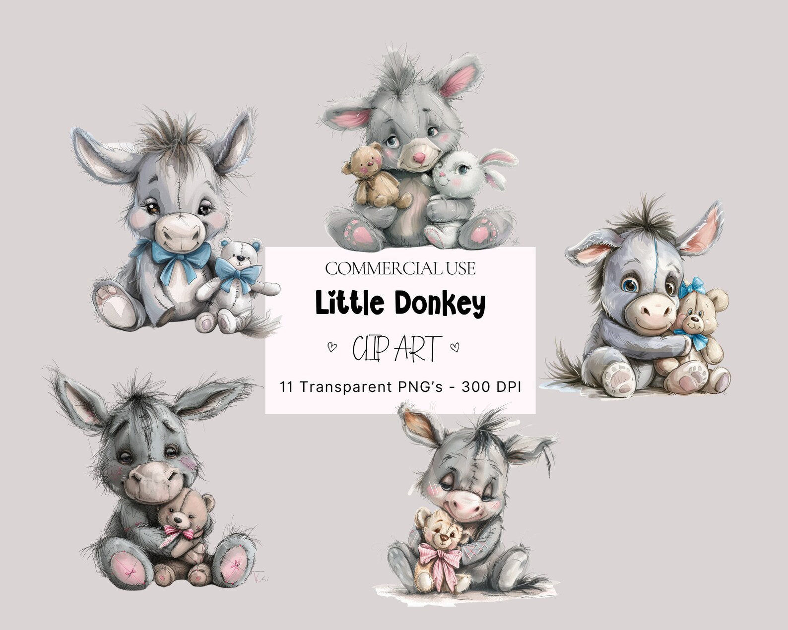 Donkey Clipart Watercolour, Cute Donkey Clipart, Donkey Transparent PNG ...