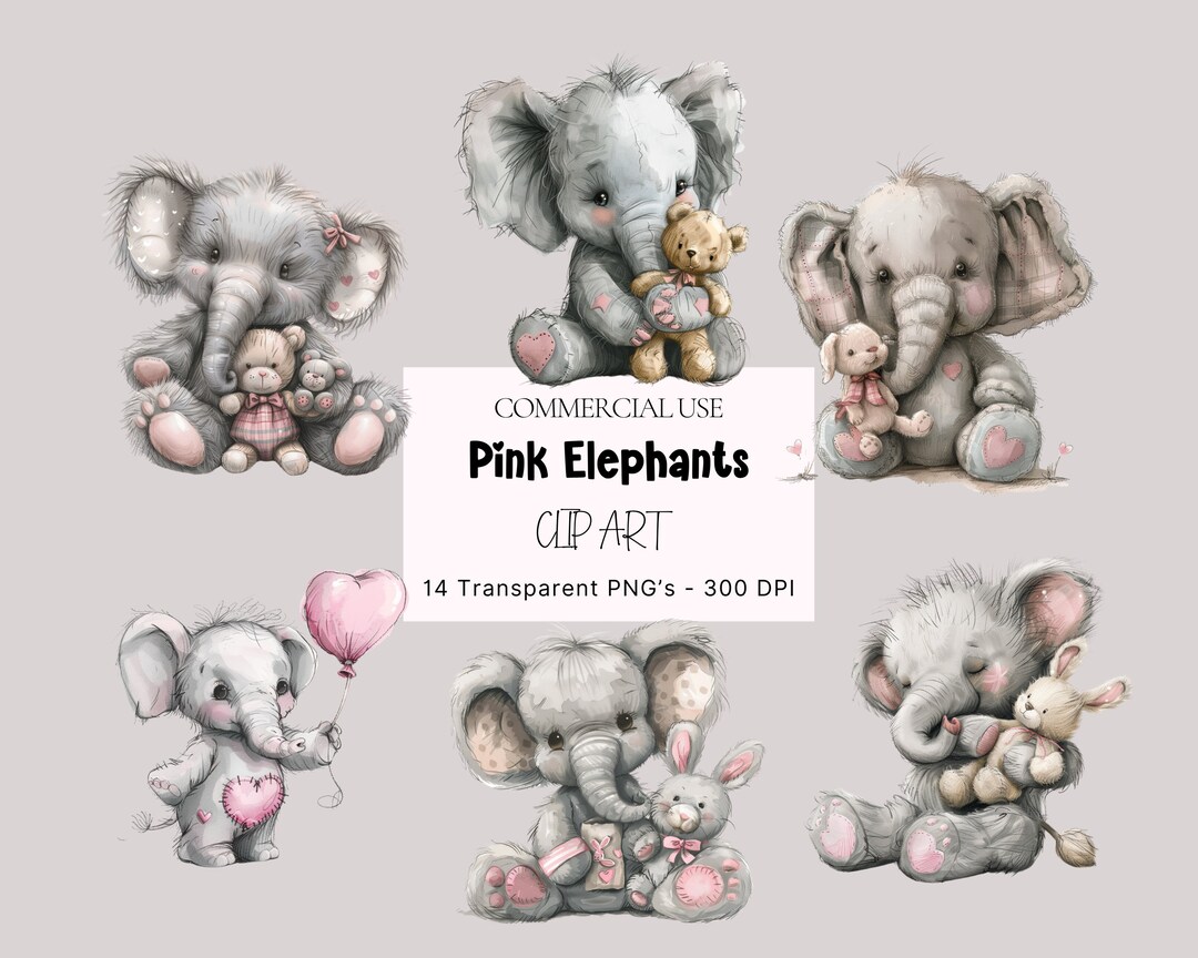Elephants Clipart Watercolour, Cute Elephants Clipart, Elephants ...