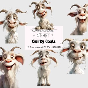 Quirky Goats Clipart Bundle, Funny Goats Clipart, Funny Goats PNG ...