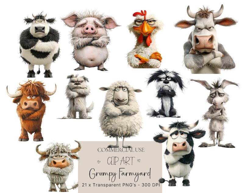 Funny Grumpy Animals Clipart, Grumpy Animals Pngs Cartoon Pet Prints ...