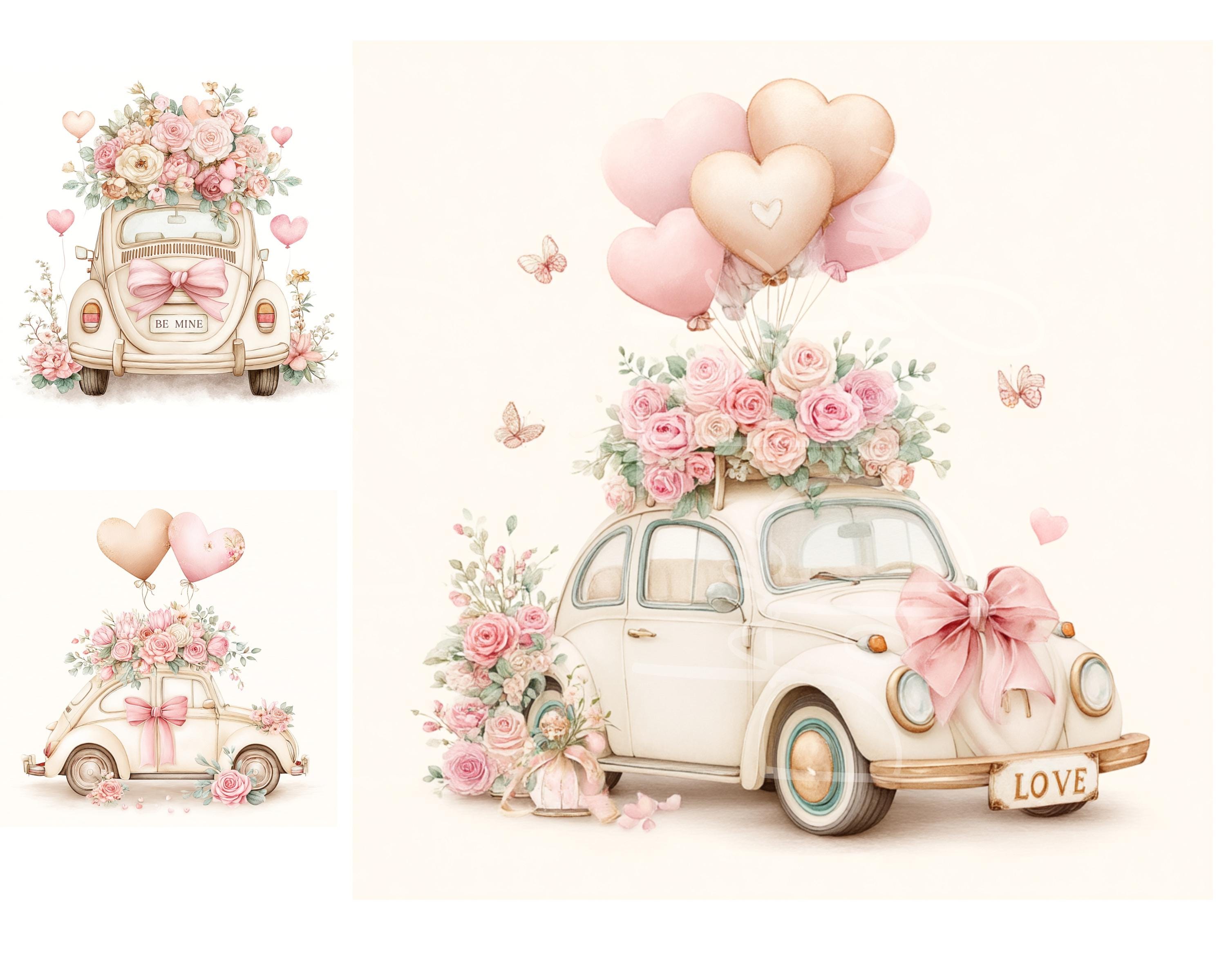 Valentine Car Clipart Wedding Printable Watercolour Clipart High ...