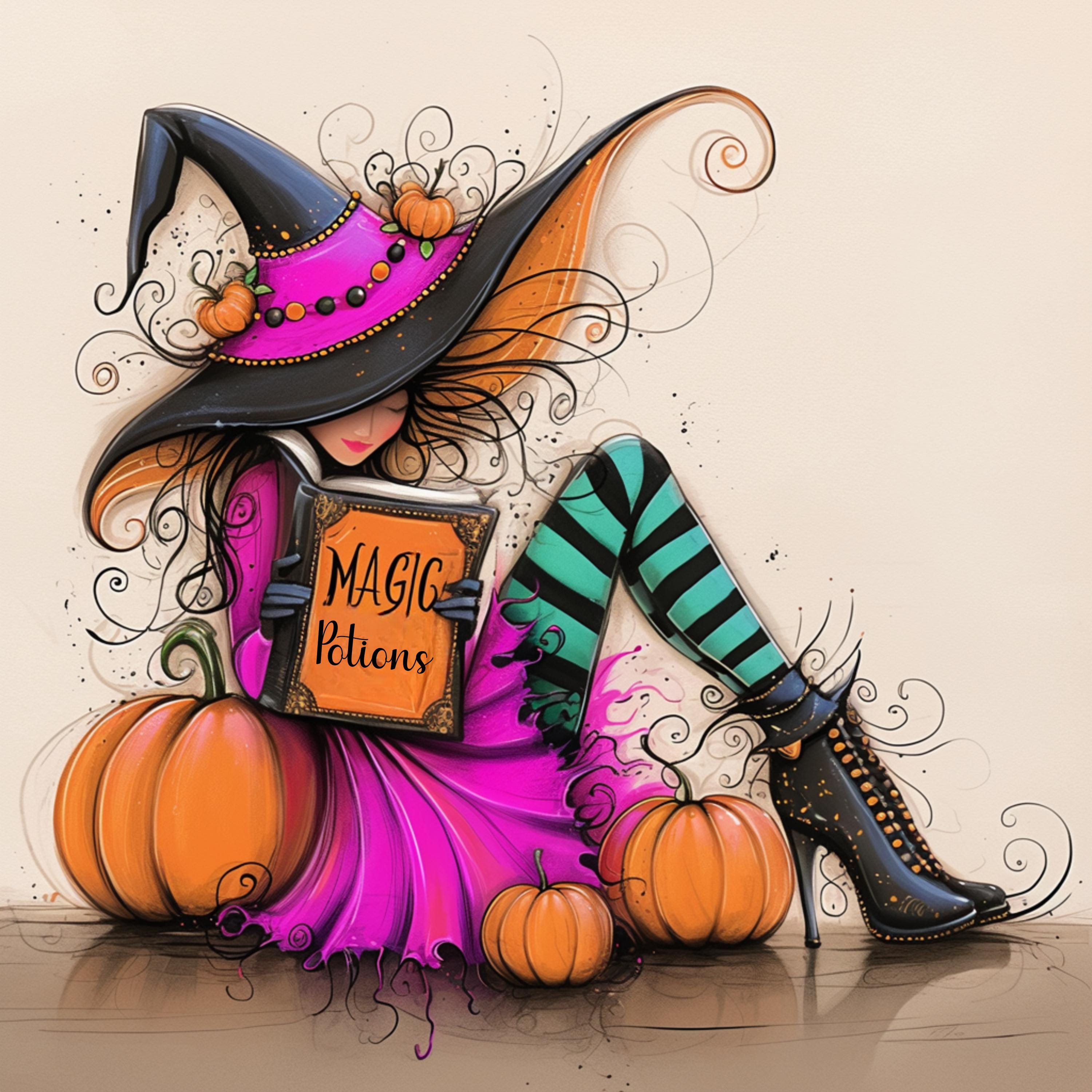 Halloween Witch Clip Art 10 High Res Watercolour Jpgs Scrapbooking ...