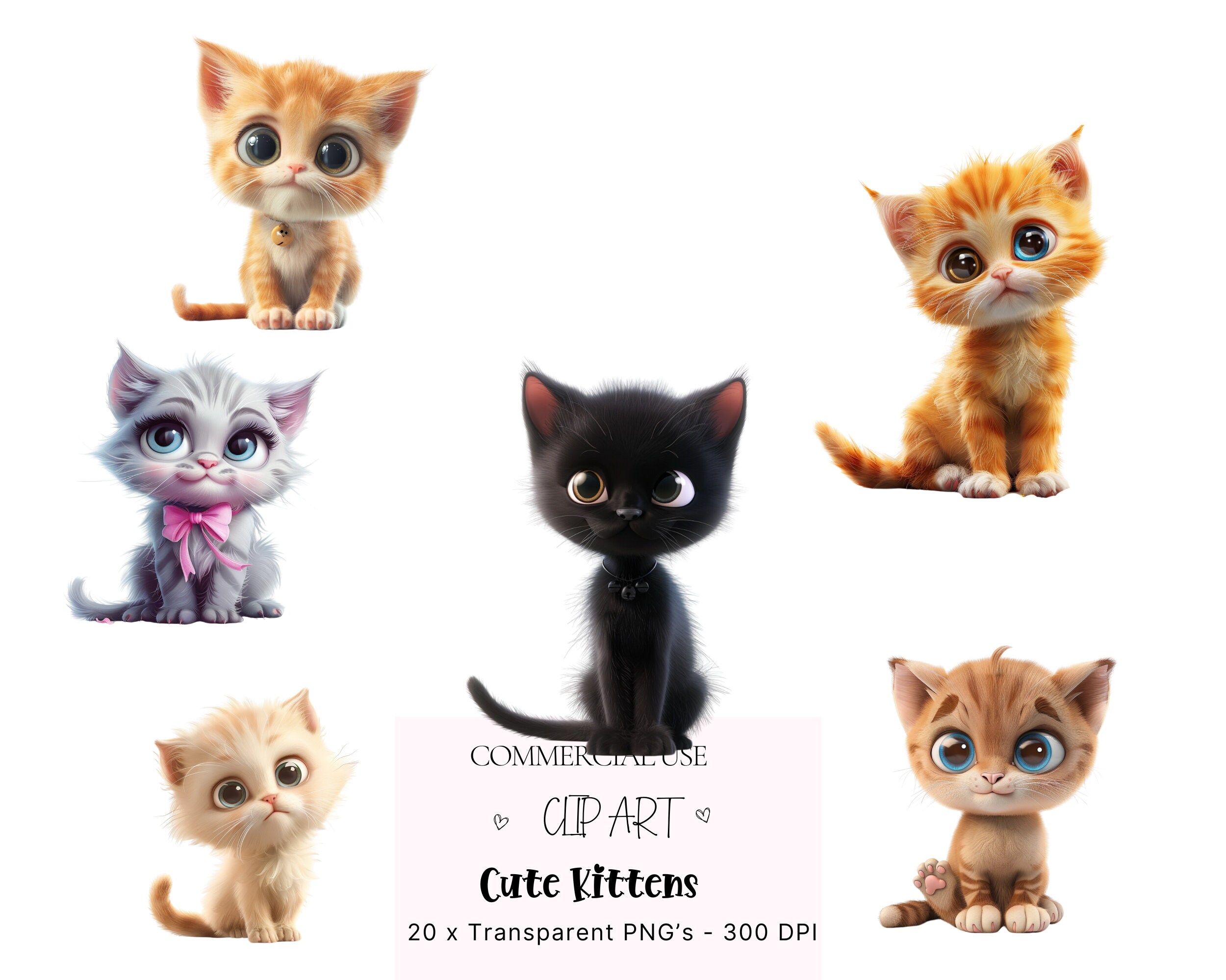Cute Cat Clipart Bundle, Cute Cats PNG, Happy Cats PNG, Cartoon Cat PNG ...