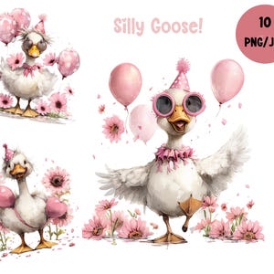 Silly Goose Balloon Clipart, 1st Birthday, Spring Vintage Cottagecore ...