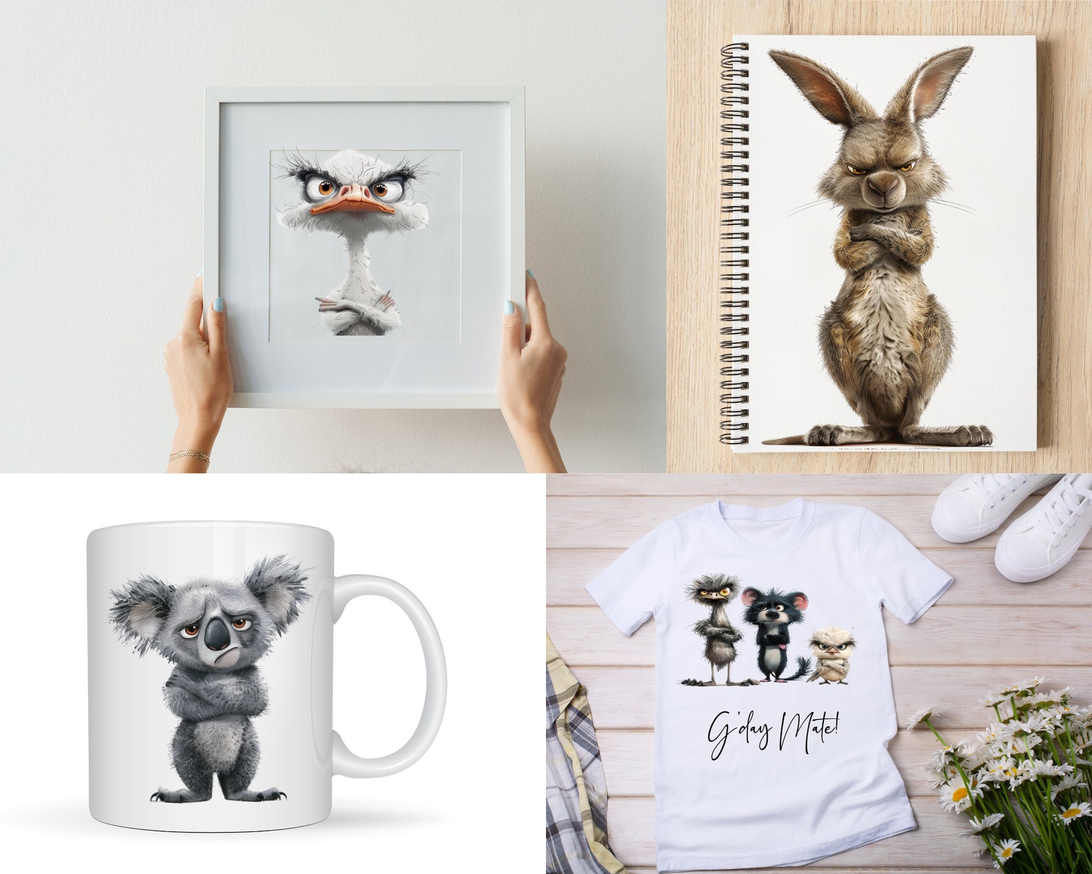 Funny Grumpy Animals Clipart, Grumpy Outback Animals Pngs Koala ...