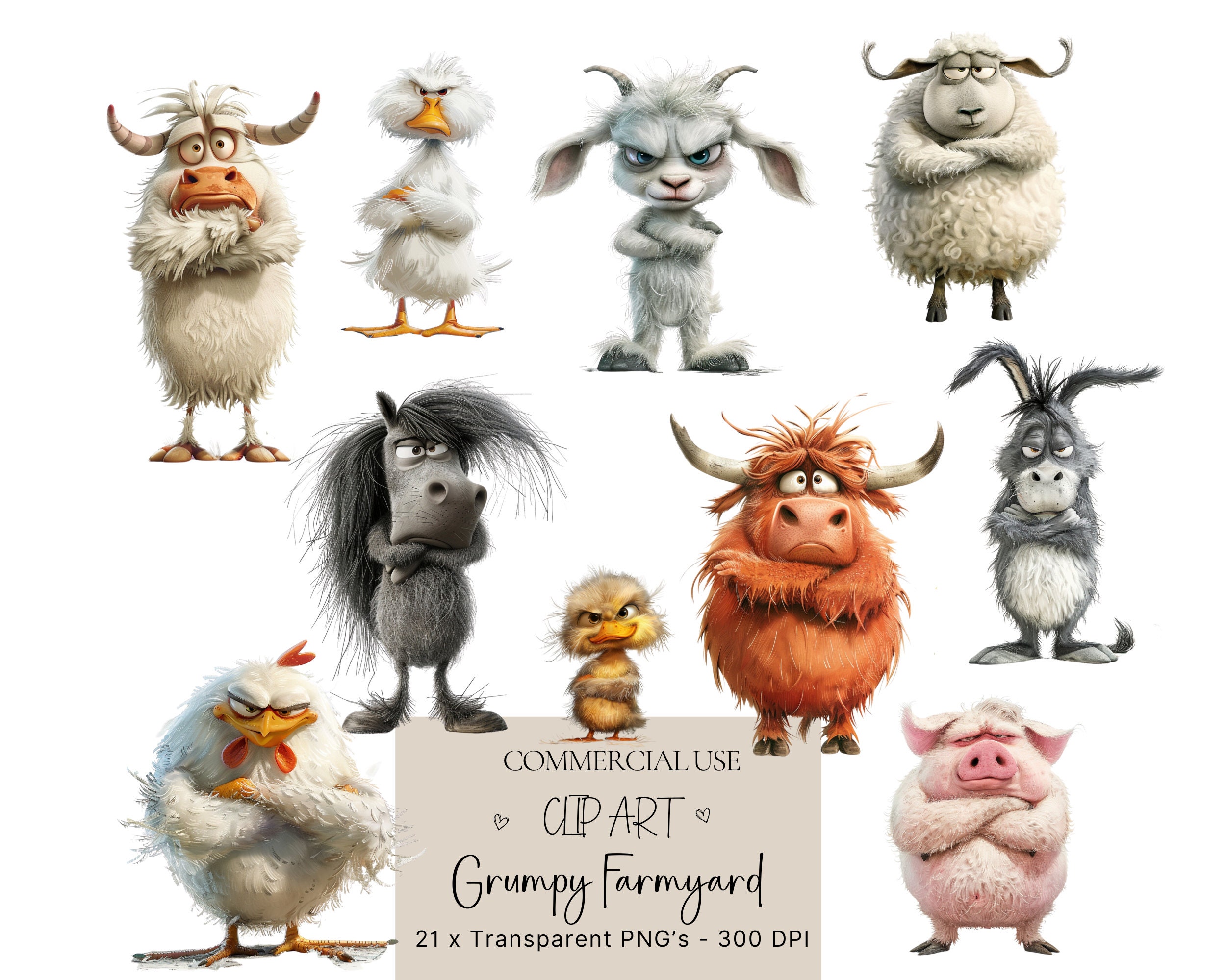 Funny Grumpy Animals Clipart, Grumpy Animals Pngs Cartoon Pet Prints ...