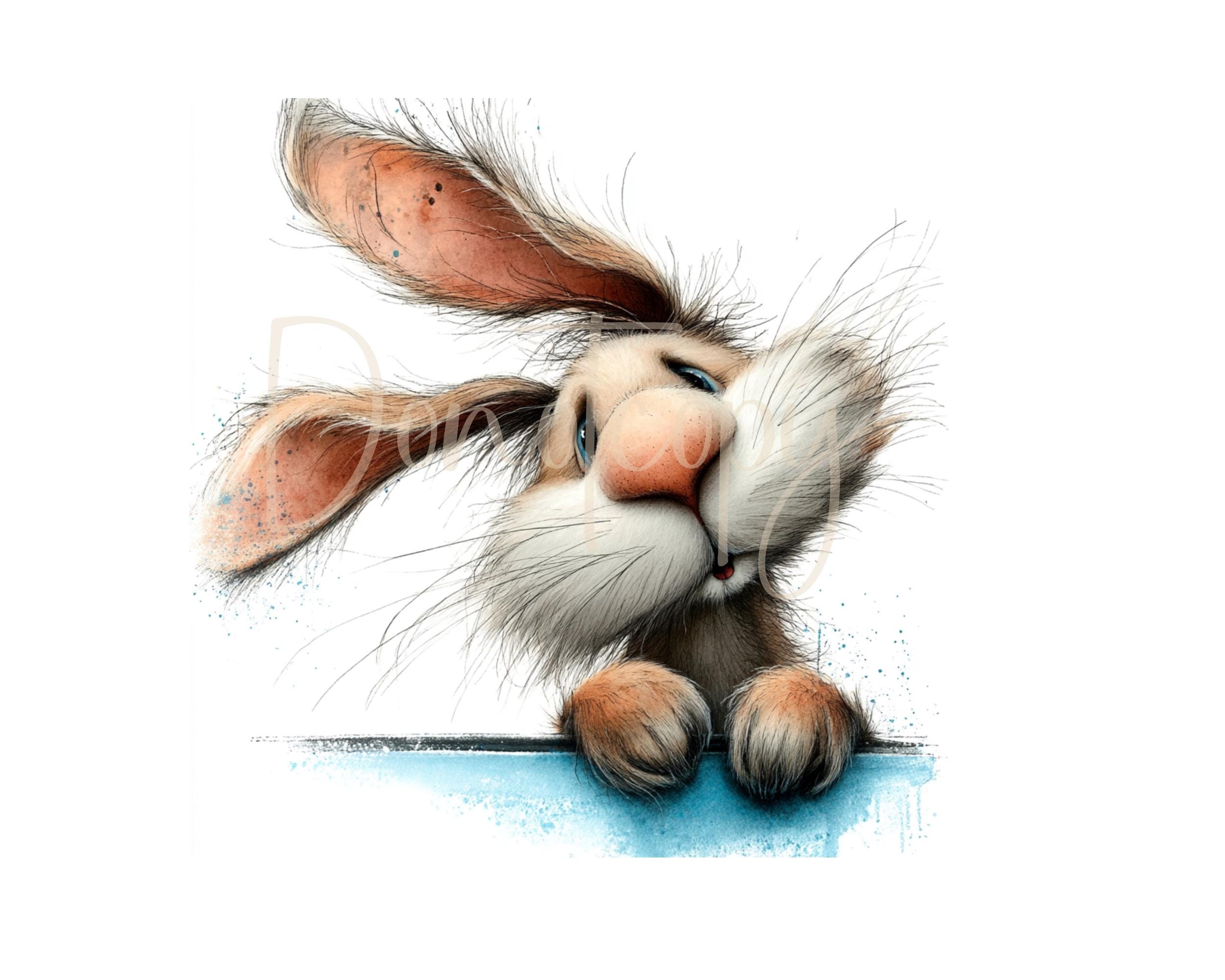 Watercolor Funny Bunny Clip Art, High Res Jpgs (digital Download) - Etsy