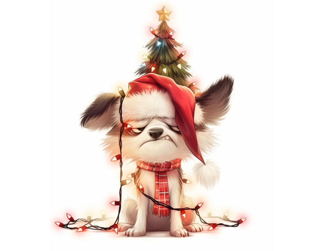 Christmas Dog Clip Art 18 High Res Watercolour Jpgs for Junk Journaling ...