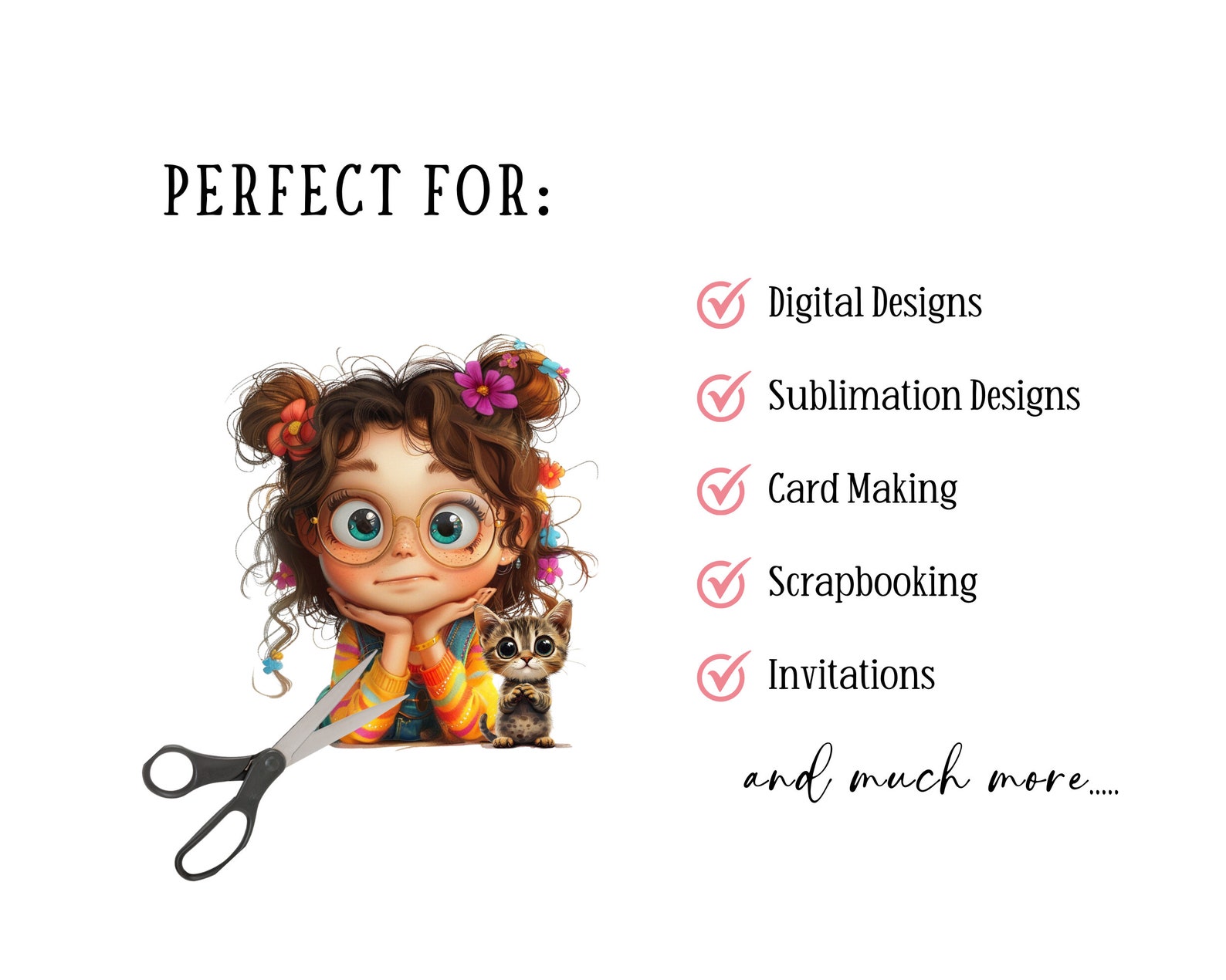 Quirky Girls and Cats Clipart Bundle Whimsical Girls Clipart Quirky ...