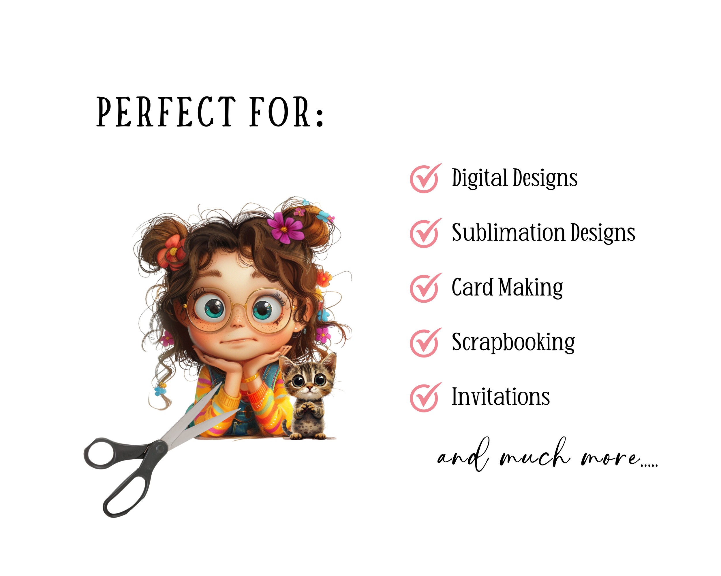 Quirky Girls and Cats Clipart Bundle Whimsical Girls Clipart Quirky ...