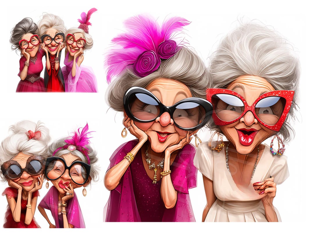 Funny Christmas Ladies Clipart 14 High Res Watercolour Jpgs for Junk ...