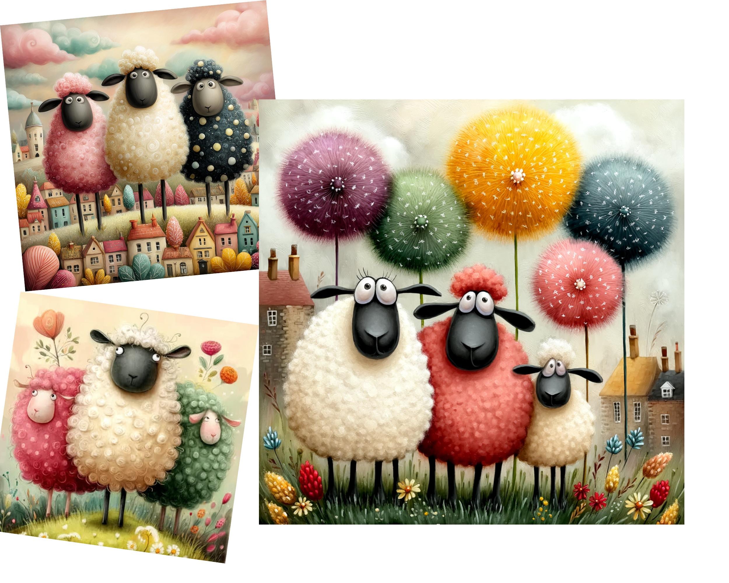 Quirky Sheep Clip Art, Watercolor Clipart 12 Hi Res Jpgs, Junk ...