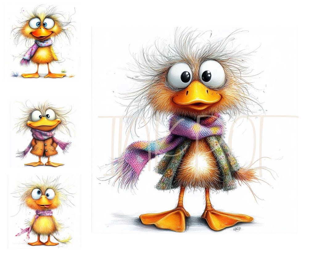Frazzled Birds Clipart 14 Funny Birds Digital Clipart Watercolour ...