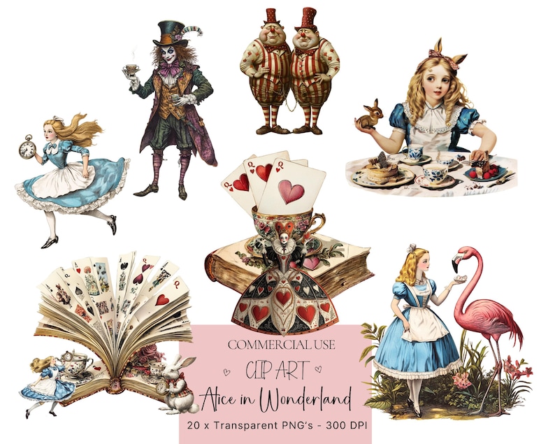 Vintage Alice in Wonderland Clipart Alice Clip Art Alice in Wonderland ...