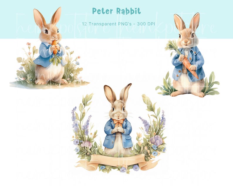Peter Rabbit Clipart, Beatrix Potter Clipart, Peter Rabbit PNG, Bunny ...