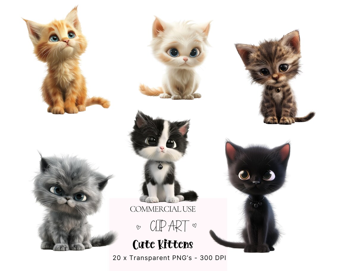 Cute Cat Clipart Bundle, Cute Cats PNG, Happy Cats PNG, Cartoon Cat PNG ...