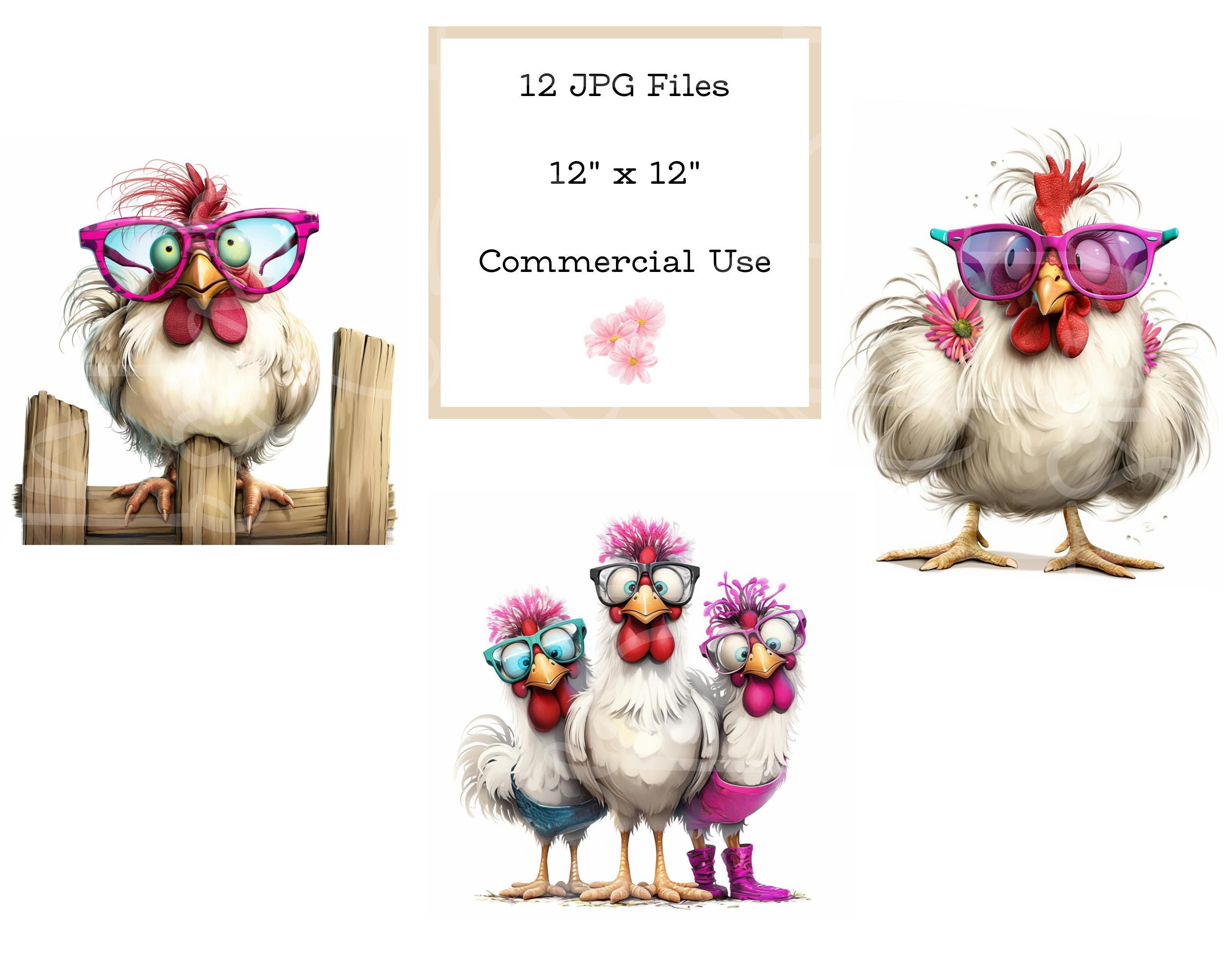 Funny Chickens Clipart, Quirky Chicken Art (digital Download) - Etsy