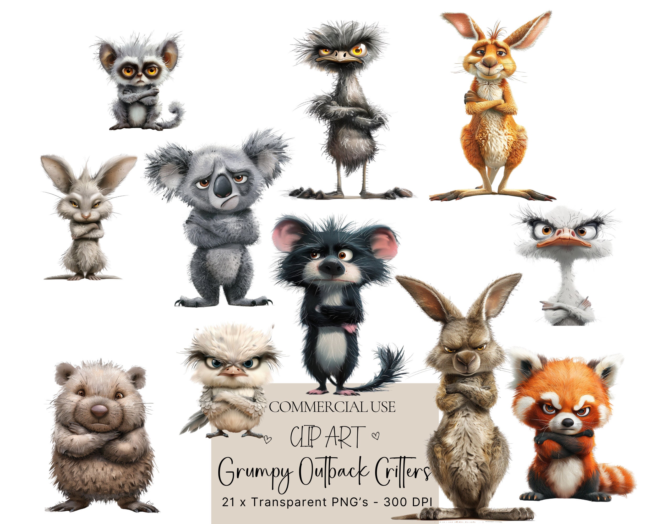 Funny Grumpy Animals Clipart, Grumpy Outback Animals Pngs Koala ...