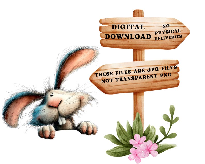 Watercolor Funny Bunny Clip Art, High Res Jpgs (digital Download) - Etsy