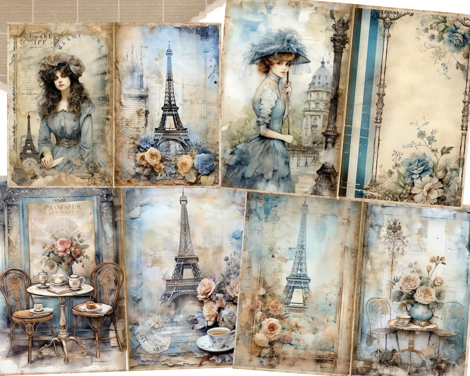 Paris Journal Pages Paris French Junk Journal Paper Kit Vintage French ...