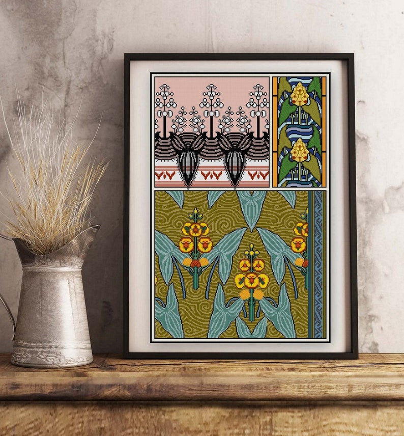 Arrowhead Botanical Art Nouveau Cross Stitch Pattern PDF - Etsy