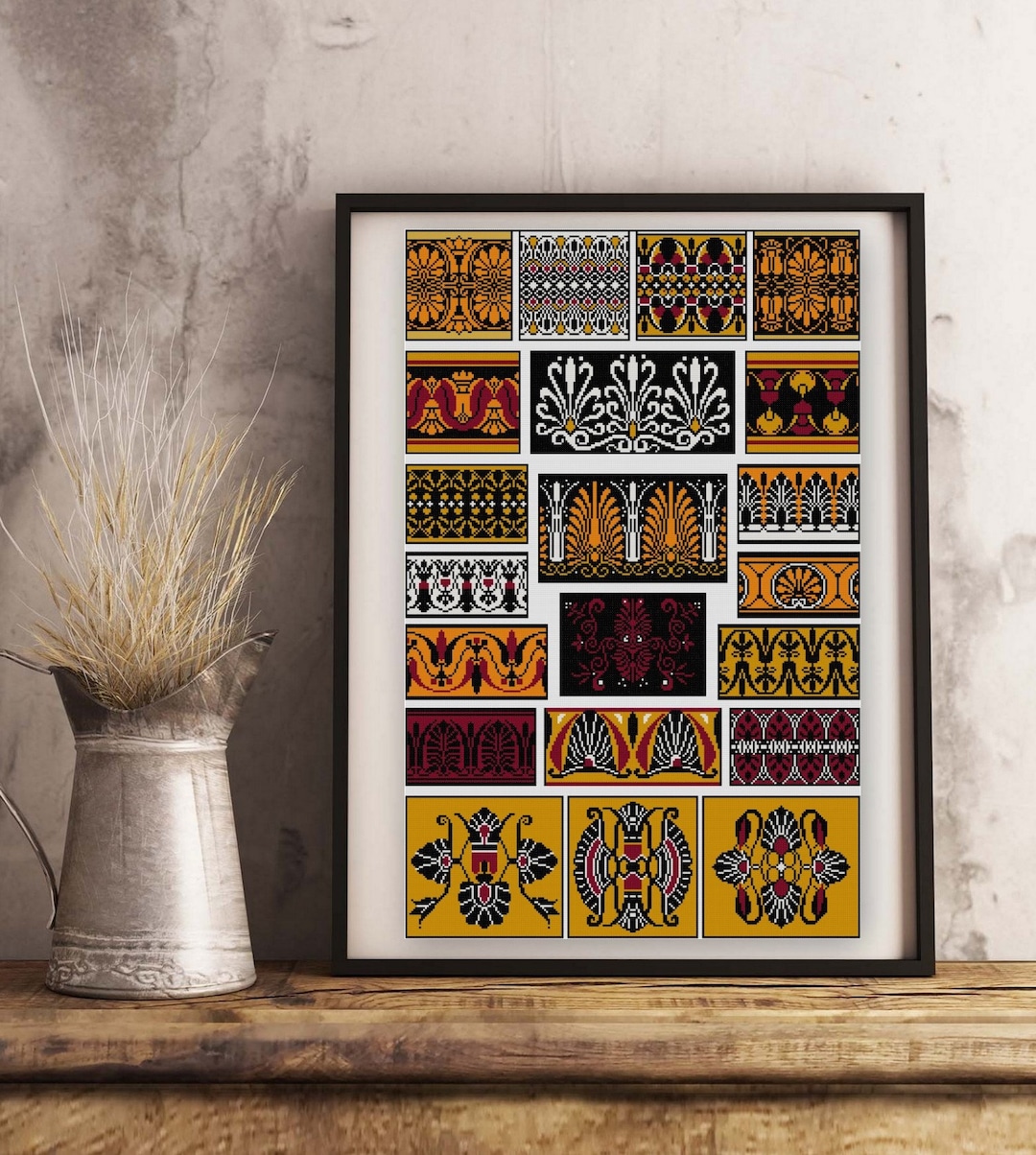 Greek Ornamentation Cross Stitch Pattern PDF Antique Borders Sampler No ...