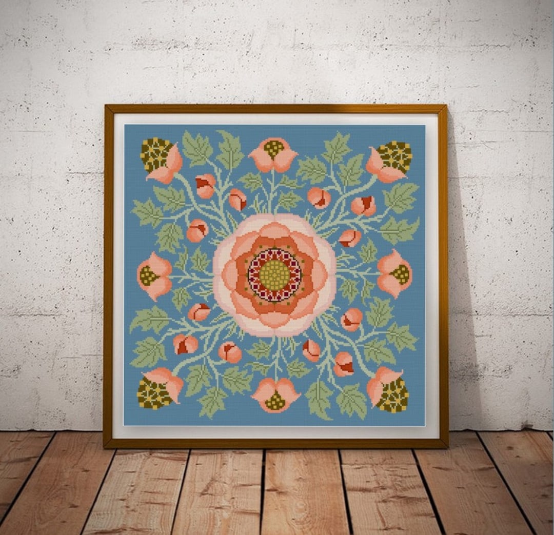 Historical Tudor Rose Cross Stitch Pattern PDF May Morris Design 1890s ...